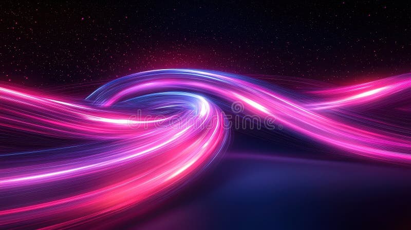 Dynamic Light Waves Flowing through Space Abstract Digital Art Dark ...