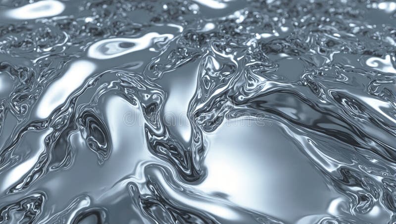 Dynamic Lighting Creates Fluid Shapes on Liquid Mercury Stock ...