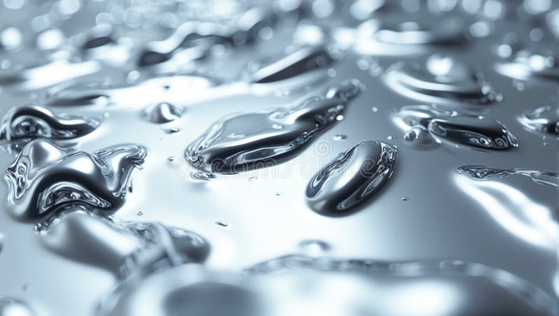 Dynamic Lighting Creates Fluid Shapes on Liquid Mercury Stock ...