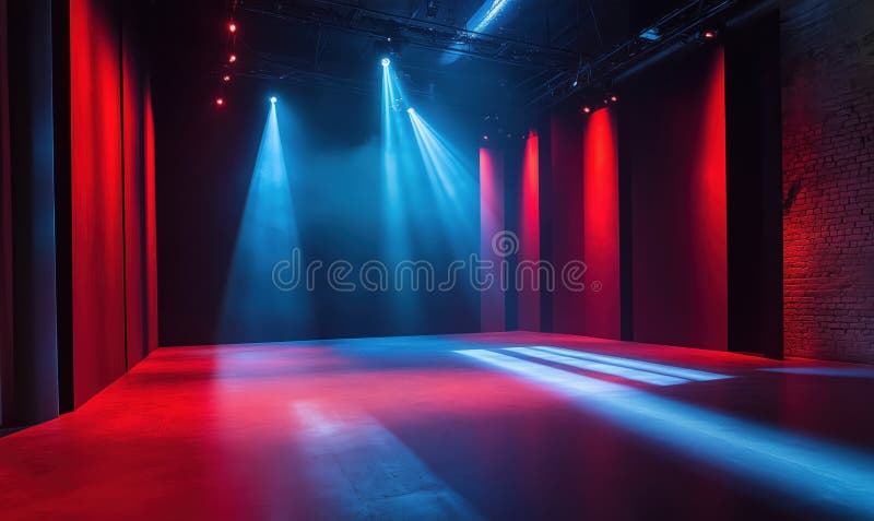 Dynamic Lighting in Empty Performance Space with Red and Blue Beams ...