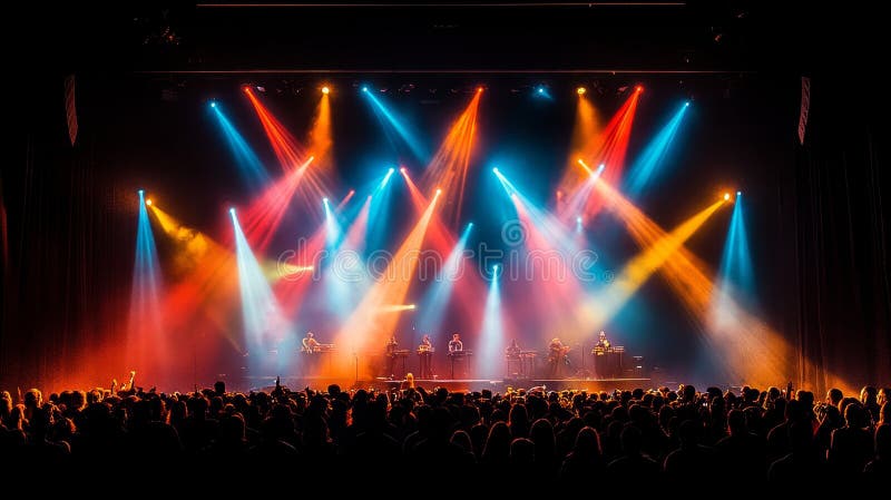 Dynamic Lighting Illuminates Stage during a High-Energy Live Music ...
