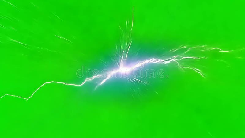 Dynamic Lightning Bolts Striking Across a Vibrant Green Screen Chroma ...