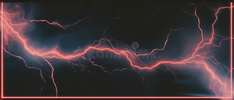 Dynamic Lightning Overlay Frame with Electric Glow on a Dark Background ...