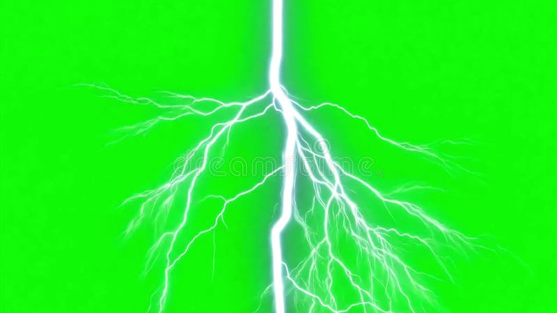 Dynamic Lightning Strikes Animation Effect on a Vibrant Green Screen ...