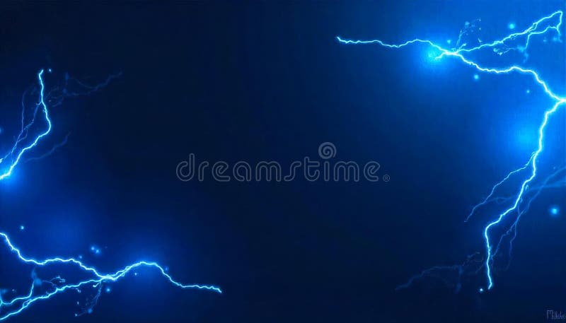 Dynamic Lightning Strikes on Dark Blue Atmospheric Background Stock ...