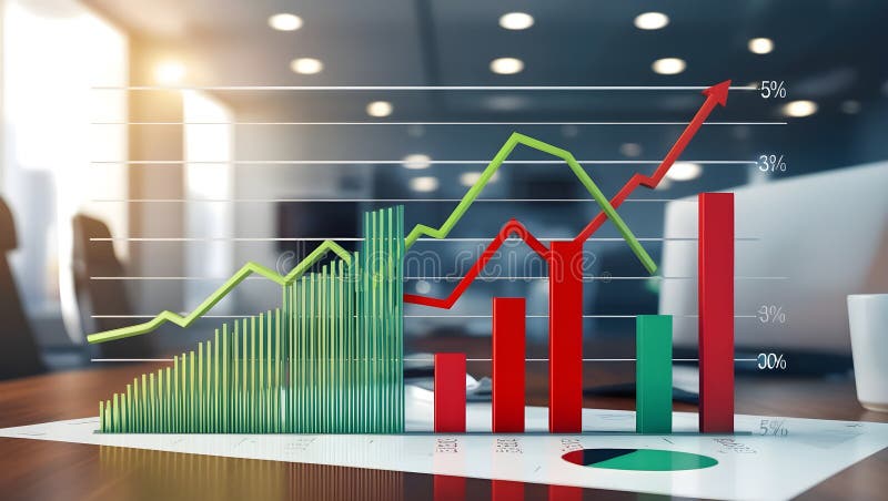 Dynamic Income Line Chart with Green and Red Trend Indicators Stock ...