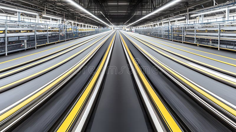 Dynamic Lines in a Modern Warehouse Environment Stock Illustration ...