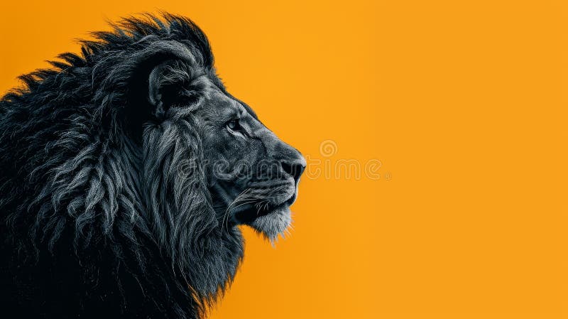Dynamic Lion Head Turn in Minimalist Setting with Dramatic Lighting on ...