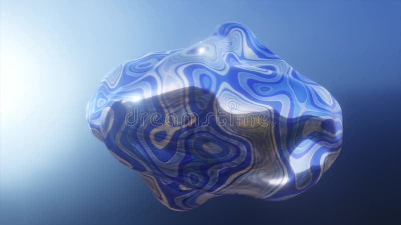 Dynamic Liquid Blue Metal Form, Abstract Shining Surface, 3d Shape ...