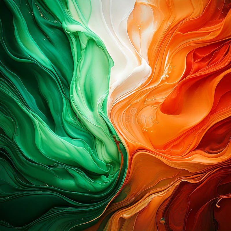 Dynamic Liquid Paint Waves in the Colors of Ireland Stock Illustration ...