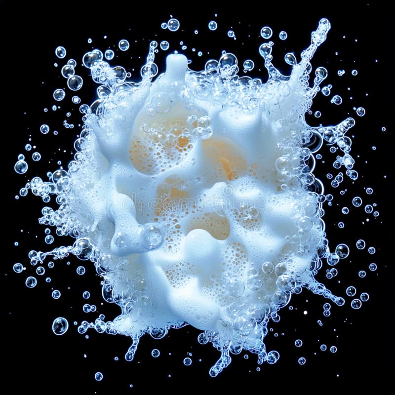 Liquid Explosion with Bubbles Foam and Splash for Product Shot Isolated ...