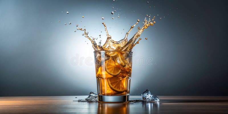 Dynamic Liquid Splash in Glass Refreshing Beverage Concept Motion and ...