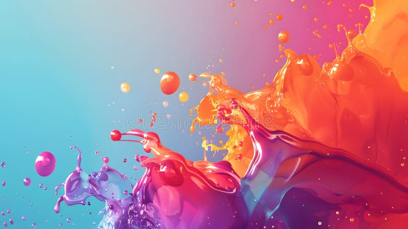 Vibrant Abstract Liquid Splash with Gradient Colors and Bubbles Stock ...