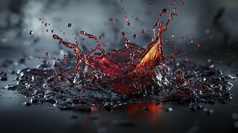 Dynamic Liquid Splashes Merging with Shadows Dark Studio Setting ...