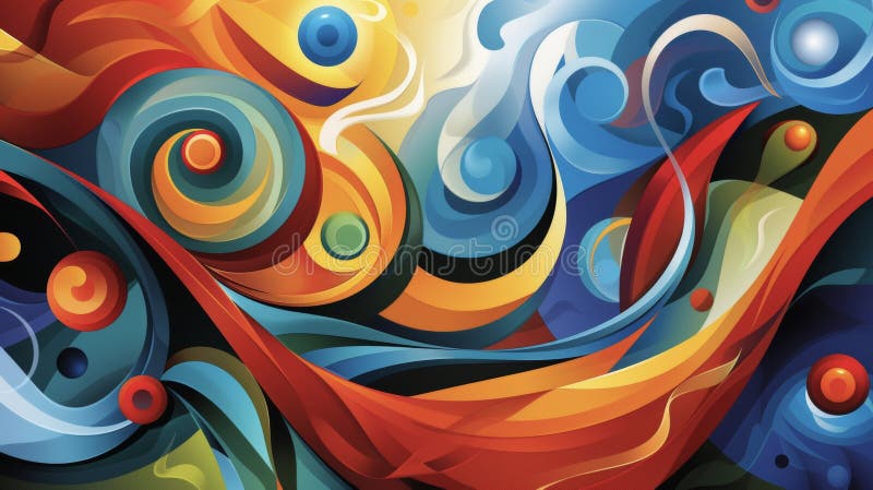 A Dynamic and Lively Composition of Abstract Shapes and Swirls ...