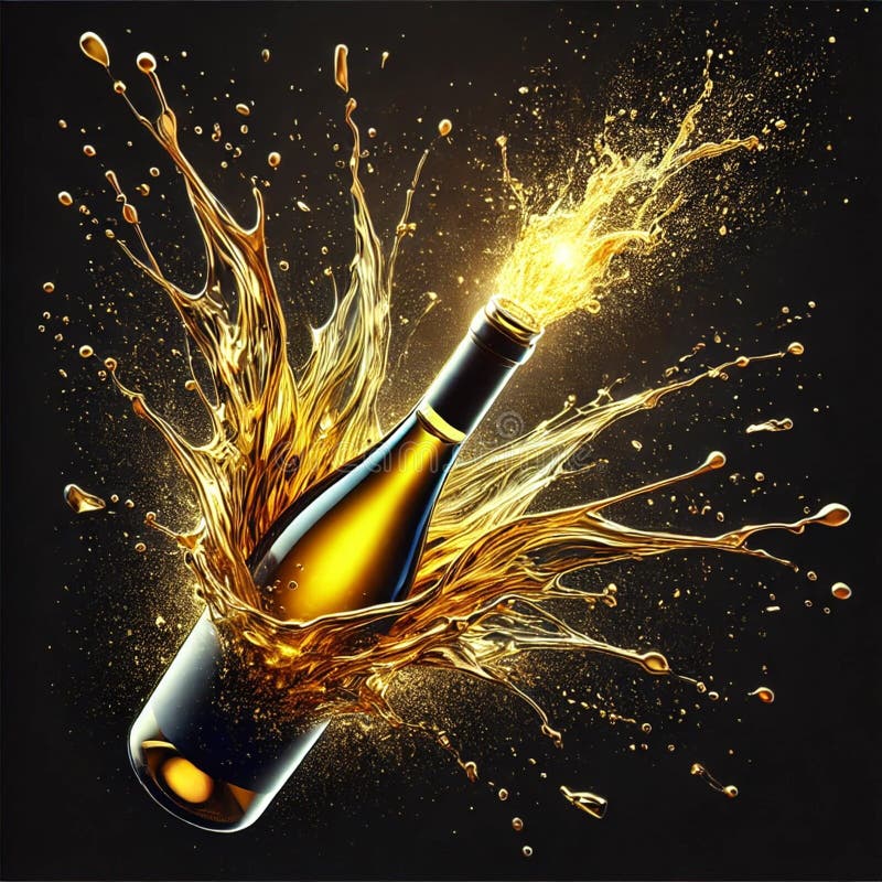 The Champagne Bottle Explosion Showcases an Exhilarating Splash Effect ...