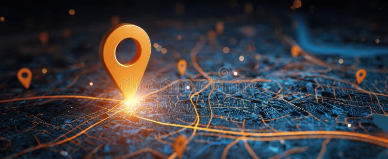 The Dynamic Location Pin Highlighting a Modern Map Interface in a ...