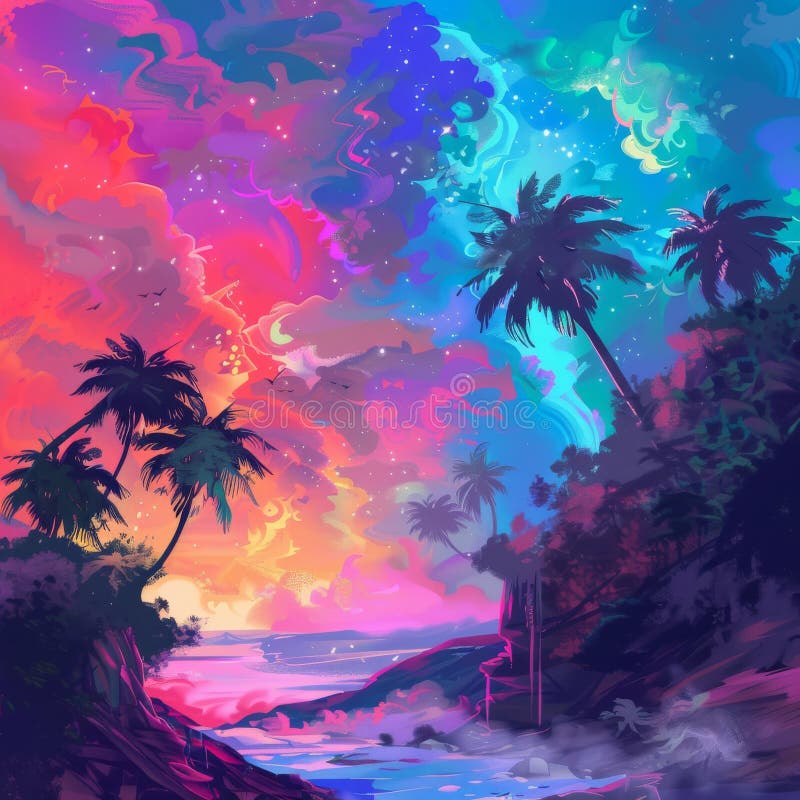 Dynamic Lofi Background with Vivid Colors. Stock Illustration ...