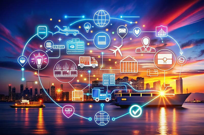 Dynamic Logistic Line Icons Surreal Visuals for Modern Marketing Web ...