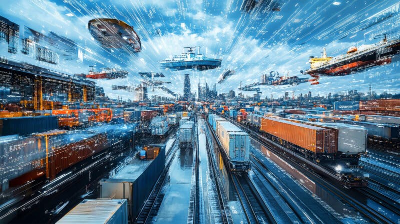 Dynamic Logistics Collage Showcasing Multifaceted Transportation ...