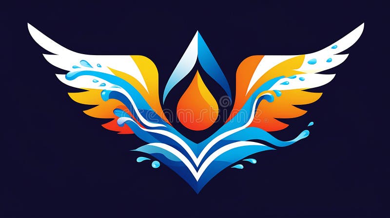 Dynamic Logo Design Combining Fire and Water Elements Stock ...