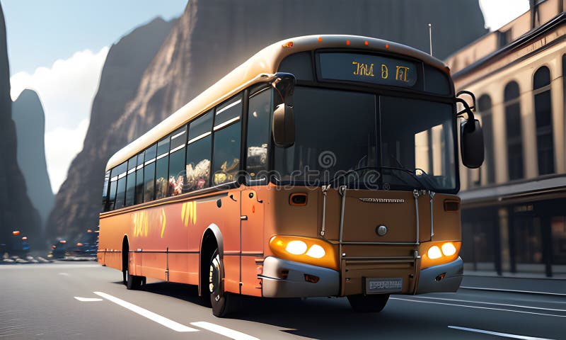 Dynamic Looking Bus, Adorable Style, Cool Vibe, Generative AI Stock ...