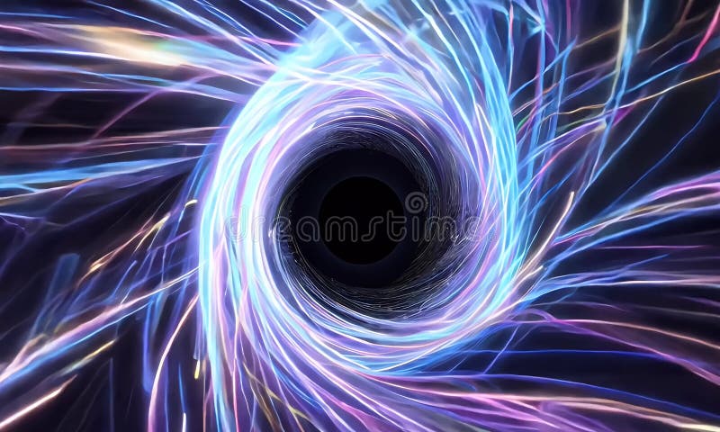 Dynamic Loop of Light Spiraling into a Black Hole-like Center Radiating ...
