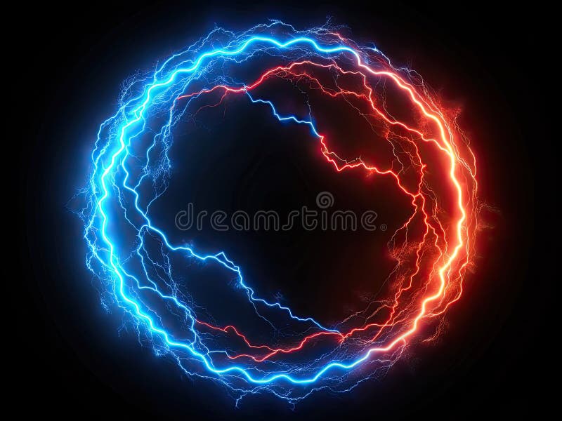 Dynamic Loopable Animation Blue and Red Lightning Bolts in Circular ...