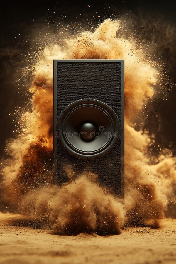Dynamic Speaker Surrounded by Explosive Sand Cloud in Artistic ...