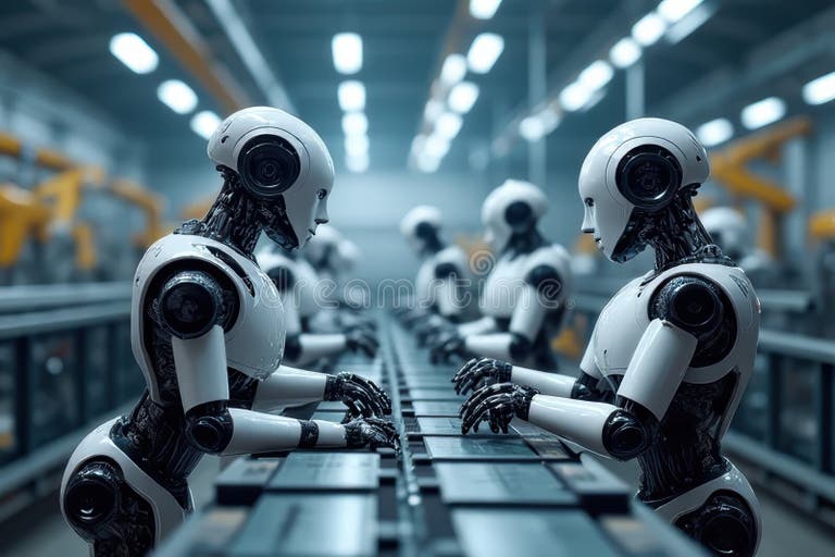 Dynamic Machine Collaboration - Robotic Clusters at Work Stock ...