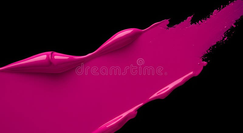 Dynamic Magenta Paint Stroke: Abstract Swirl on Black Background Stock ...