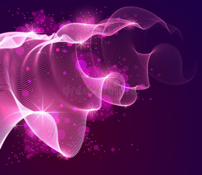 Dynamic Magic Wave Transparent Tulle Textile on Wind Over Dark ...