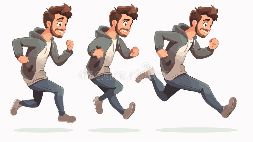 Dynamic Man Running Cartoon Illustration Vector for Creative Projects ...