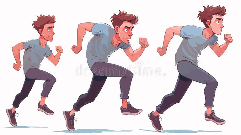 Dynamic Man Running Cartoon Illustration Vector for Creative Projects ...