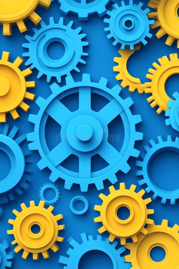 Dynamic Manufacturing Background with Abstract Gears and Cogs in ...