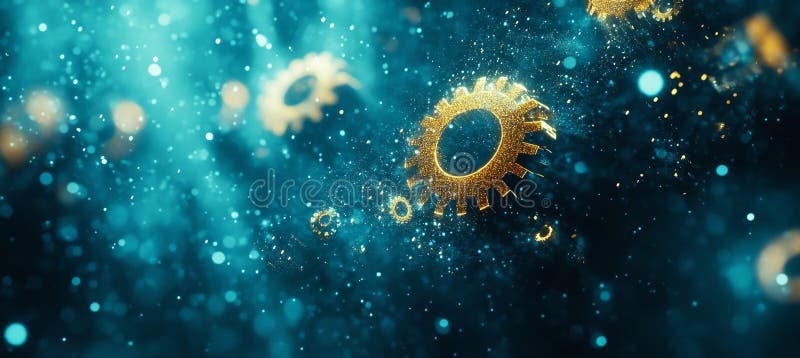 Dynamic Manufacturing Background with Abstract Gears and Cogs in Vivid ...