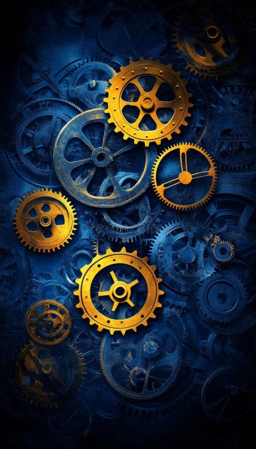 Dynamic Manufacturing Background Featuring Abstract Gears and Cogs in ...