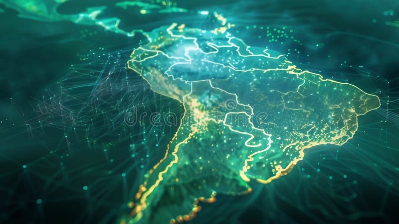 A Dynamic Map of the World with Numerous Bright Lights Highlighting ...