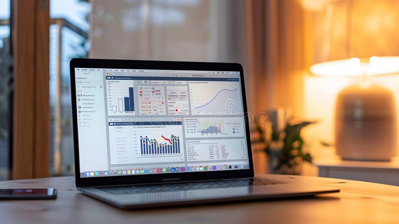 Dynamic Marketing Setup for Social Media Analysis Stock Illustration - Illustration of display ...