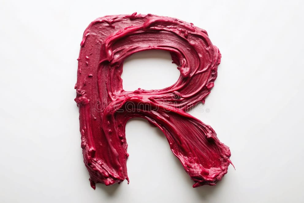 Dynamic Maroon R Letter Paint Splatter Effect Soft Shadow on Low ...