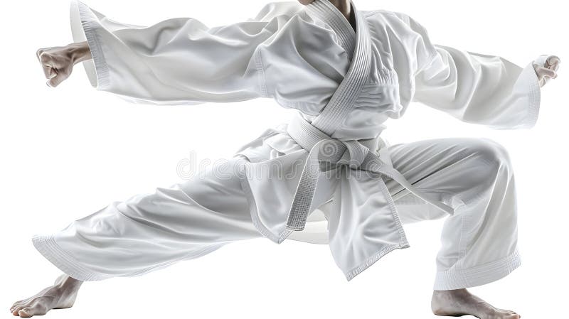 Dynamic Martial Arts Pose: a Martial Artist in a White Uniform ...