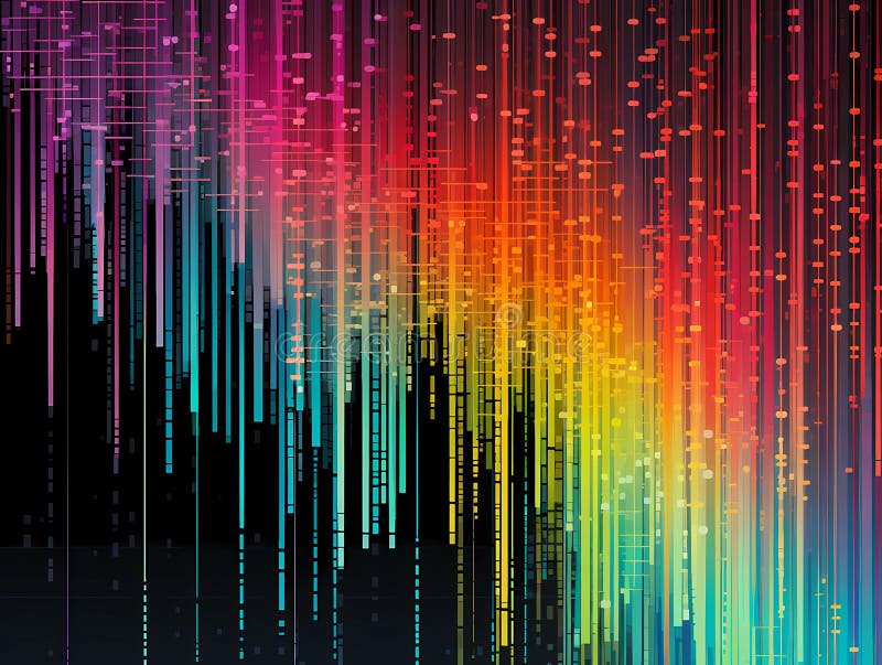 Dynamic Matrix-style Falling Lines of Hex Code in a Rainbow Spectrum ...