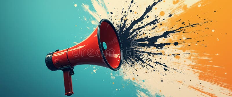 Dynamic Megaphone Bursting with Color Stock Image - Image of sound ...