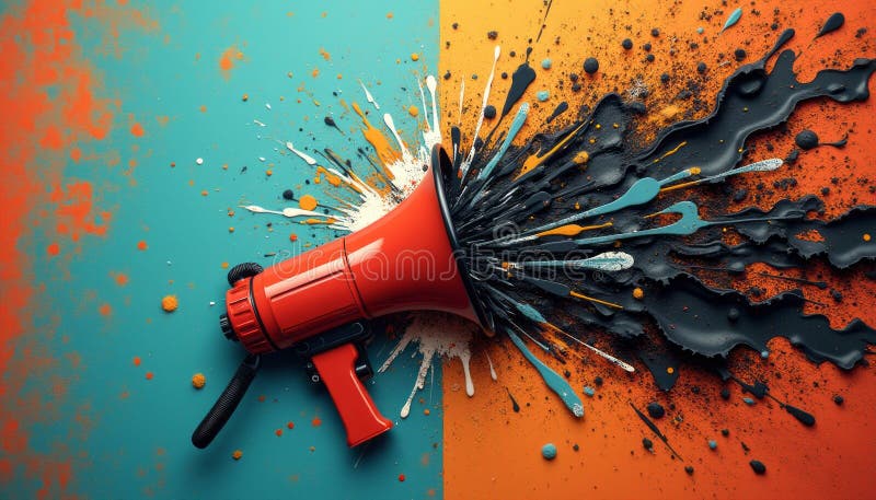 Dynamic Megaphone Bursting with Color Stock Photo - Image of color ...
