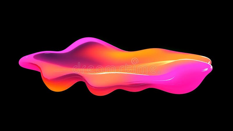 Dynamic Melted Liquid Blob in Bright Holographic Colors on Black ...