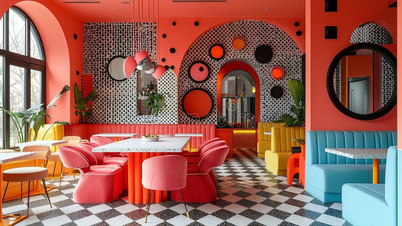 Memphis-style Sculptural Dining Table in Vibrant Contemporary Interior ...