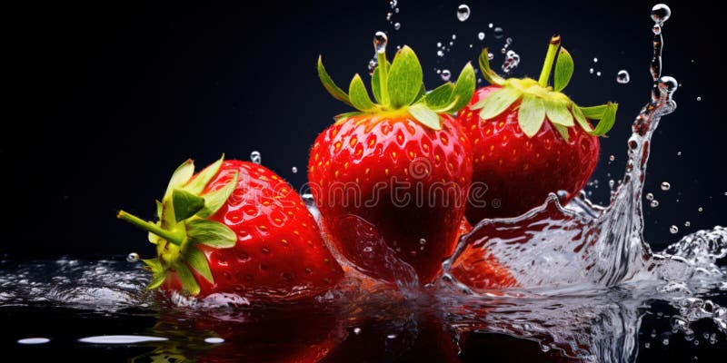 Dynamic and Mesmerizing Composition of Wet Strawberries before Dark ...