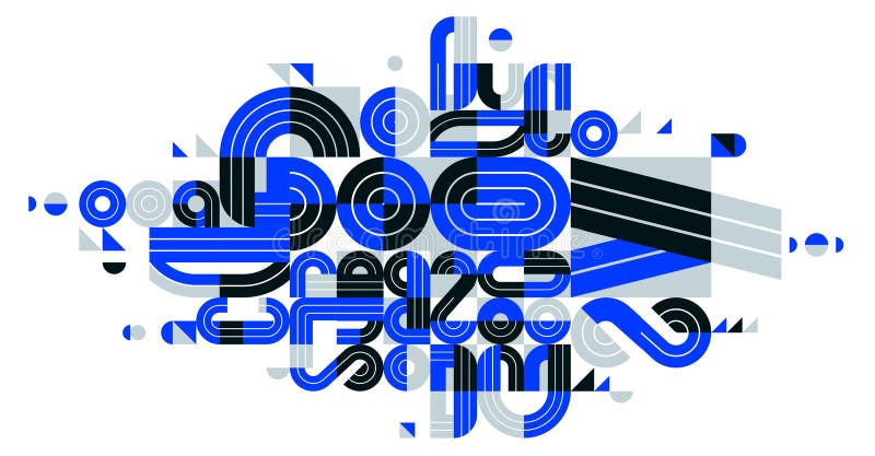 Dynamic Messy Abstract Vector Design Composition, Blue Minimal Lined ...