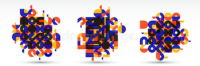 Dynamic Messy Abstract Vector Design Compositions Set, Minimal Lined ...