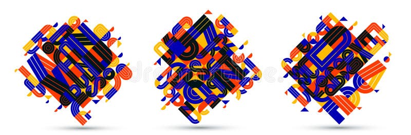 Dynamic Messy Abstract Vector Design Compositions Set, Minimal Lined ...